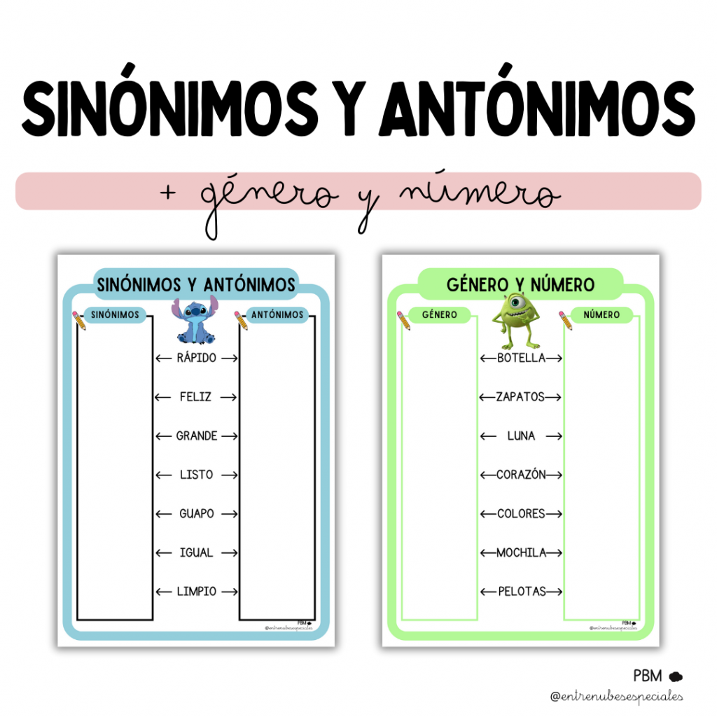 Sinónimos y antónimos | Género y número.